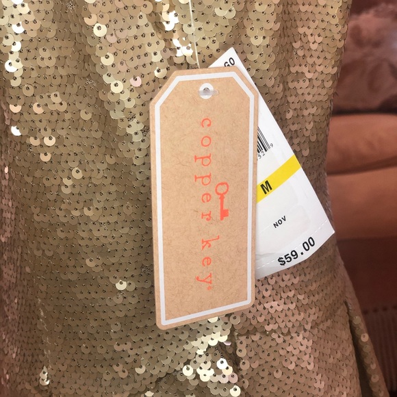 Copper Key | Dresses | Nwt Girls Gold Cooper Key Sequin Dress | Poshmark